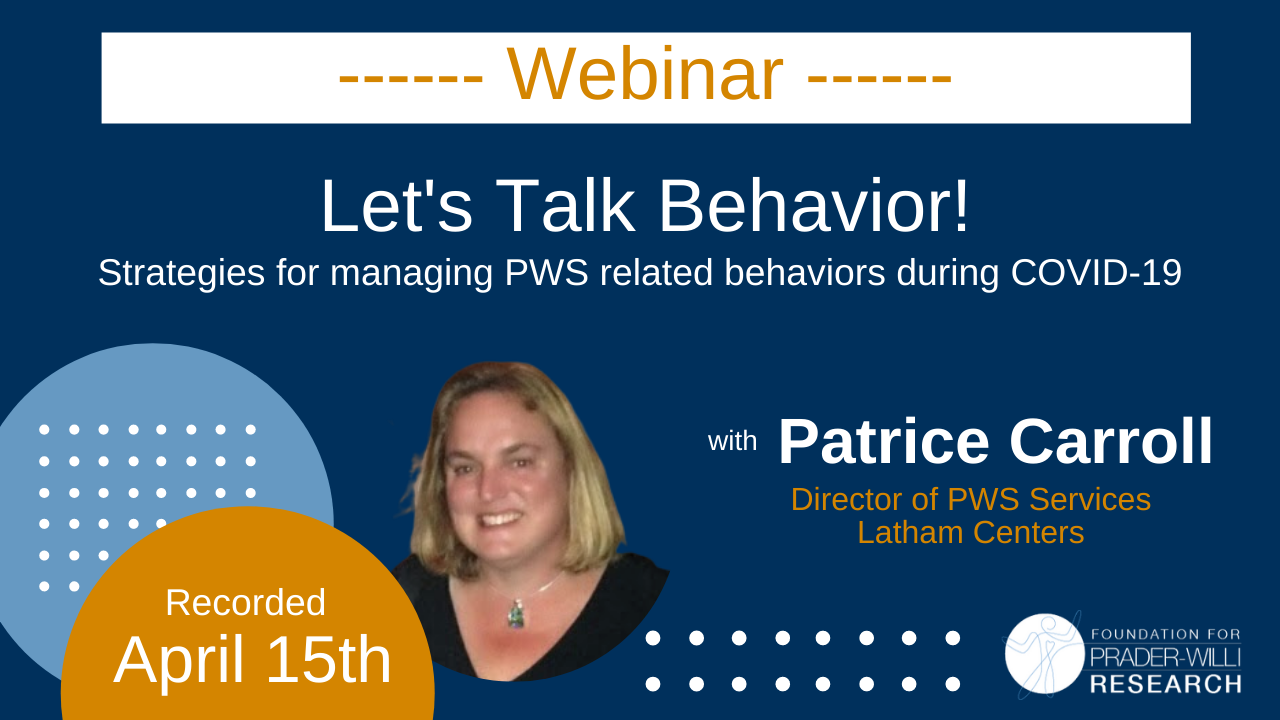 Strategies for Managing PWS Related Behaviors During COVID-19